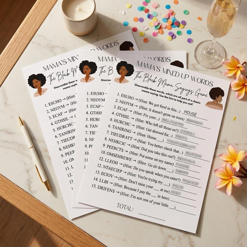 Black Mama Sayings Word Scramble Game | Baby Shower, Mother's Day ...