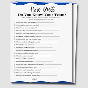 Team Icebreaker Game | How Well Do You Know Your Team Trivia (printable ...