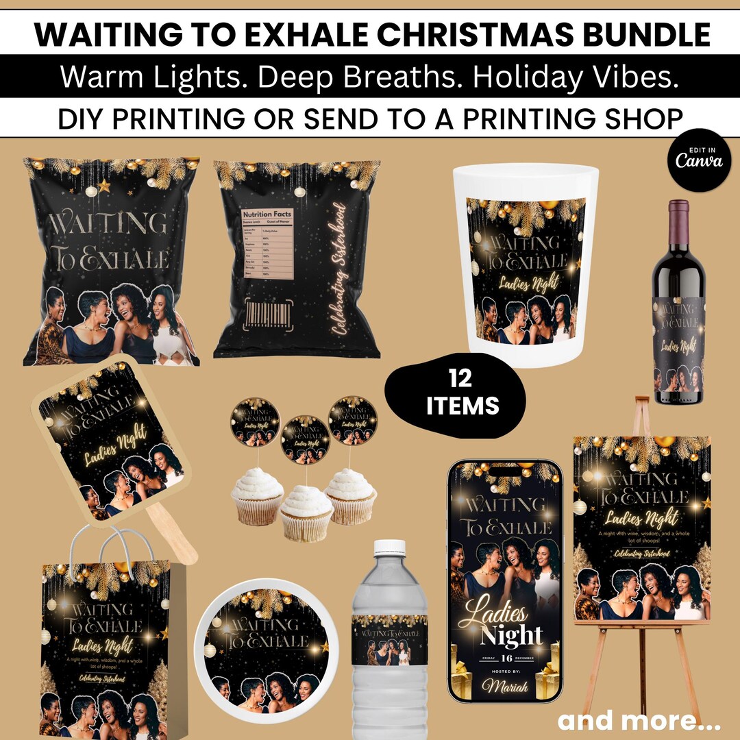 Christmas Waiting to Exhale Party Favor Bundle: Editable Canva ...