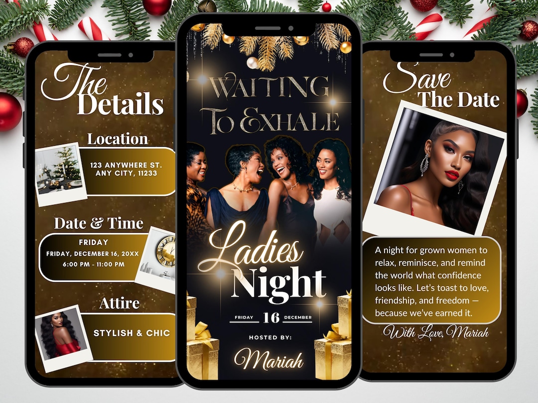 Christmas Waiting to Exhale Party Invitation: Ladies Night Canva ...
