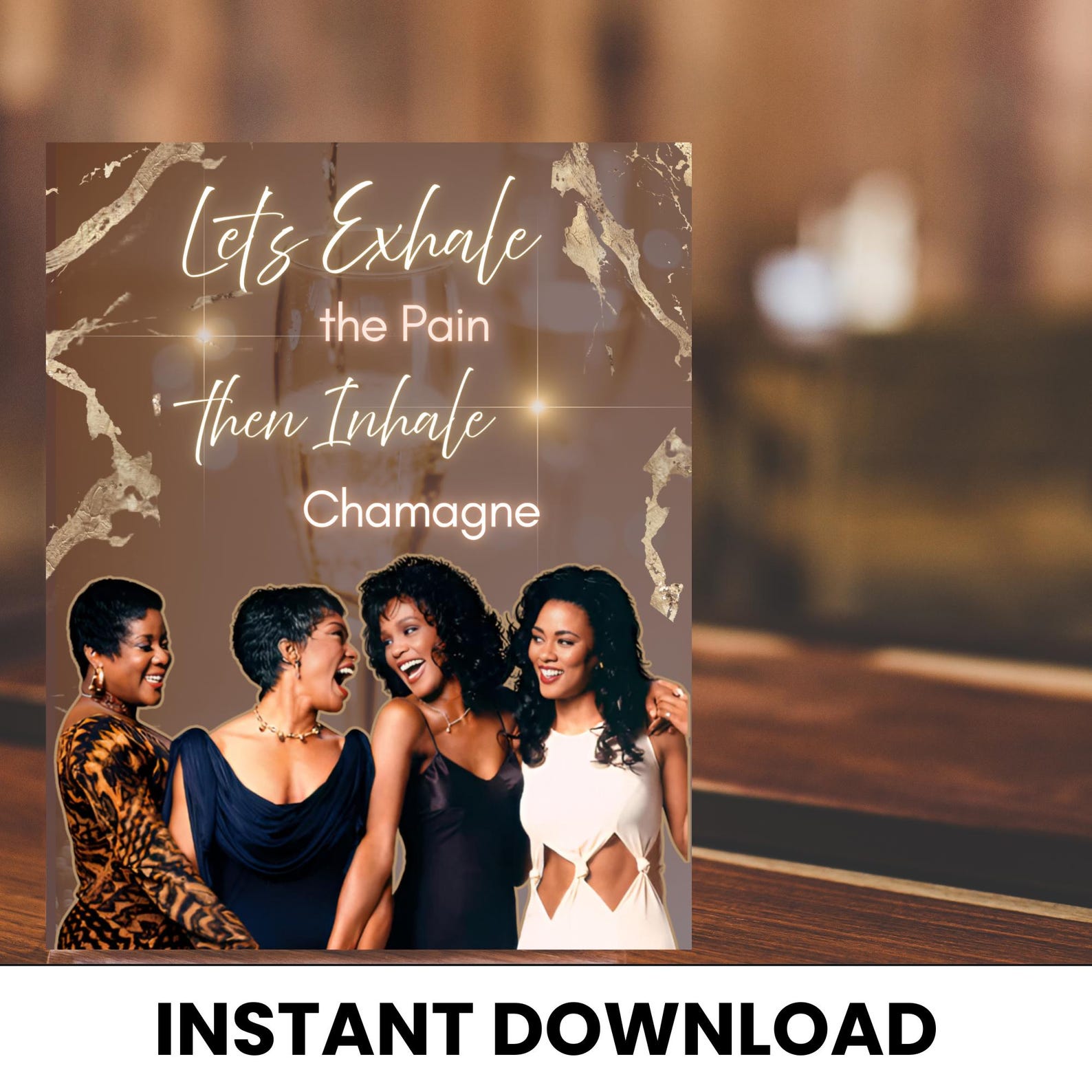 Waiting to Exhale Bar Sign, Editable Canva Template, 90's Theme Party ...