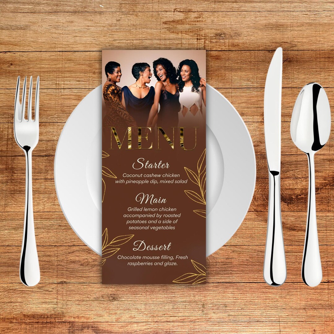 Waiting to Exhale Food Menu: Ladies Night Iconic Movie, Canva Template ...