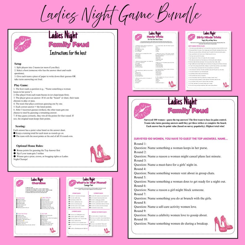 Ladies Night Games Bundle: Fun Printable Adult Party Games, Instant ...