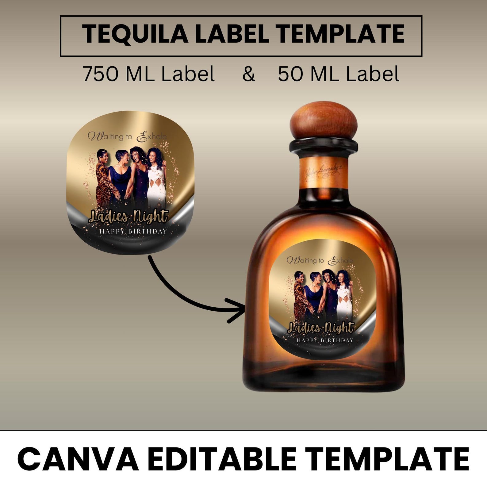 Waiting to Exhale Party Tequila Label, Don Julio Style Bottle Wrap, 90s ...