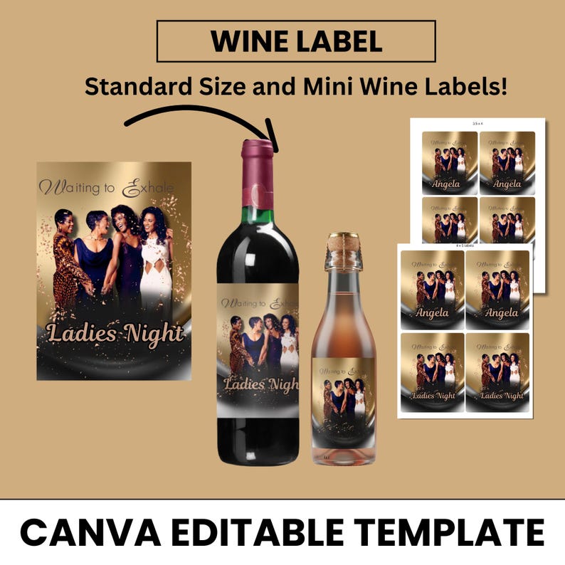 Waiting to Exhale Wine Label: Editable Canva Template - Etsy