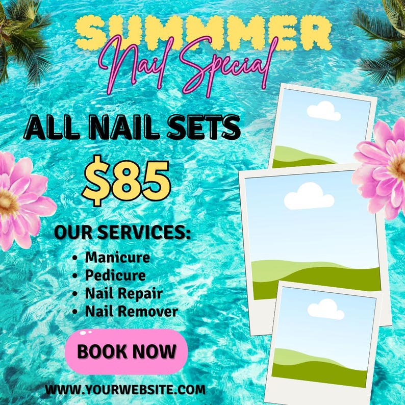 Editable Summer Nail Special Flyer, Nail Tech Booking Template (digital ...