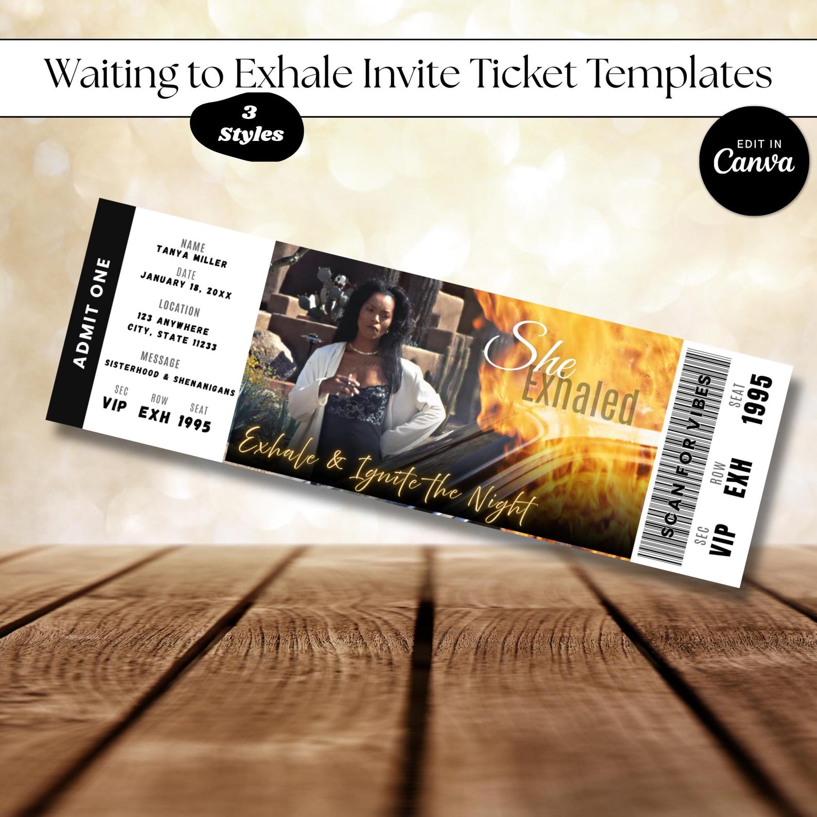 Ladies Night Ticket Invitation Template, Movie Ticket, DIY Party Invite ...
