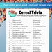 Cereal Trivia Game: Fun Family Game Night Activity (PDF Downloadable ...
