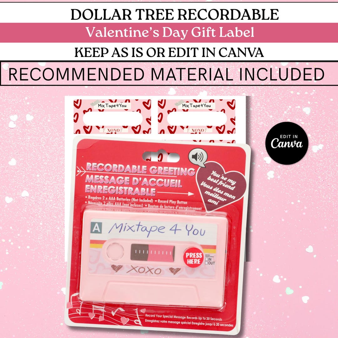 Valentine's Day Cassette Sticker Template, Retro Mixtape Label (canva ...