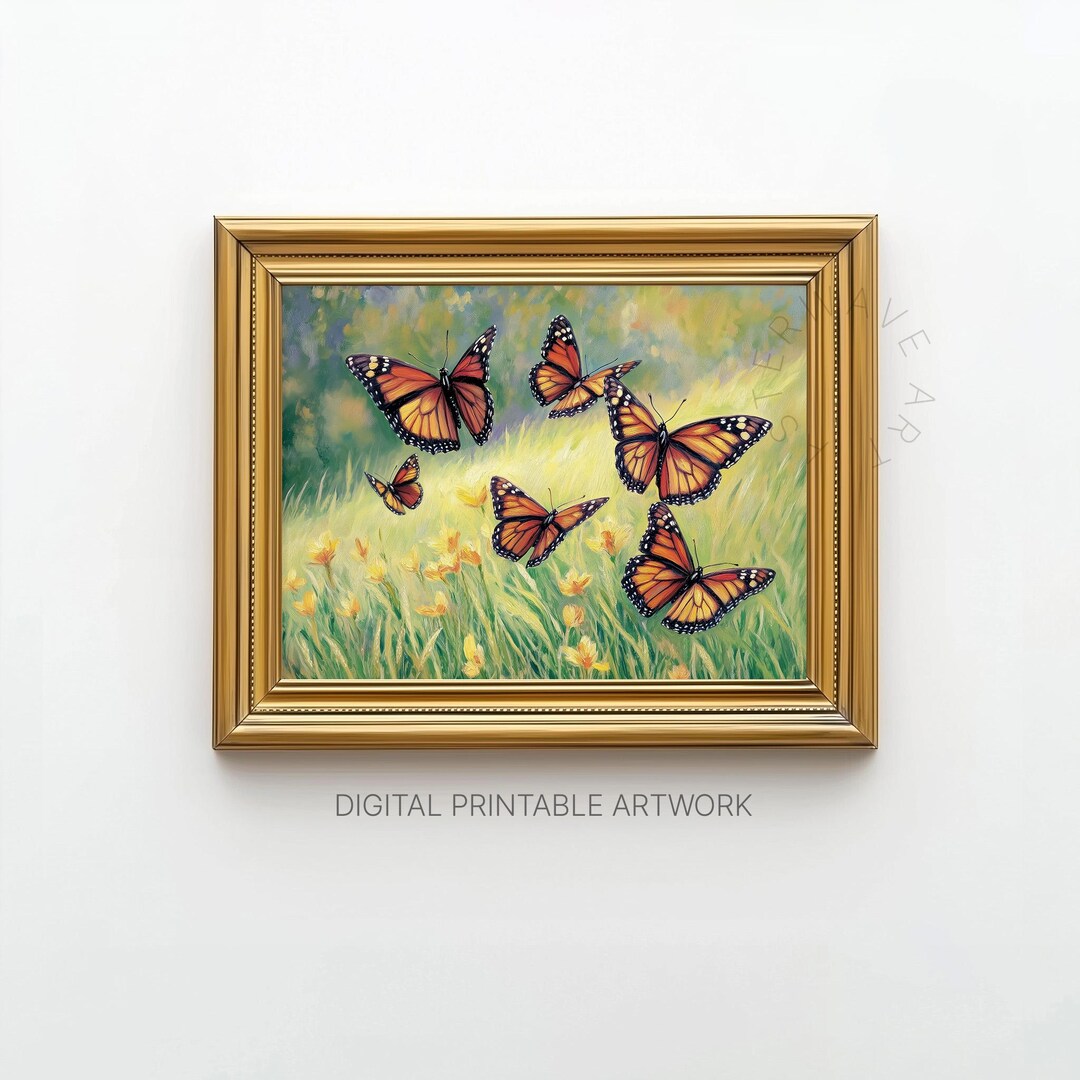 Flying Butterflies Painting, Printable Wall Art, Butterfly Spring ...