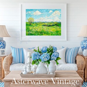 Green Spring Hills Landscape Painting, Printable Wall Art, Post ...