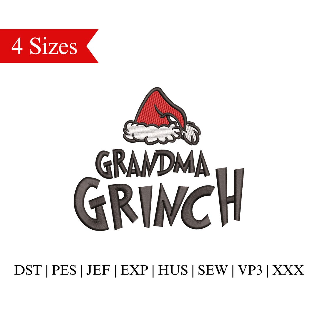 Grandma Grinch Embroidery Design: Christmas Machine Embroidery (4 Sizes ...