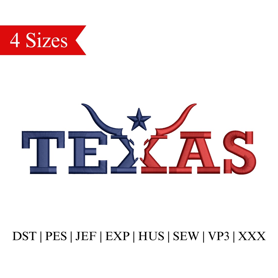 Texas Longhorn Embroidery Design: Bull Machine Embroidery (instant ...