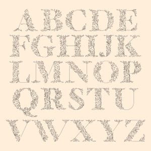 Floral Embroidery Font: A-Z Uppercase Letters (instant Download) - Etsy