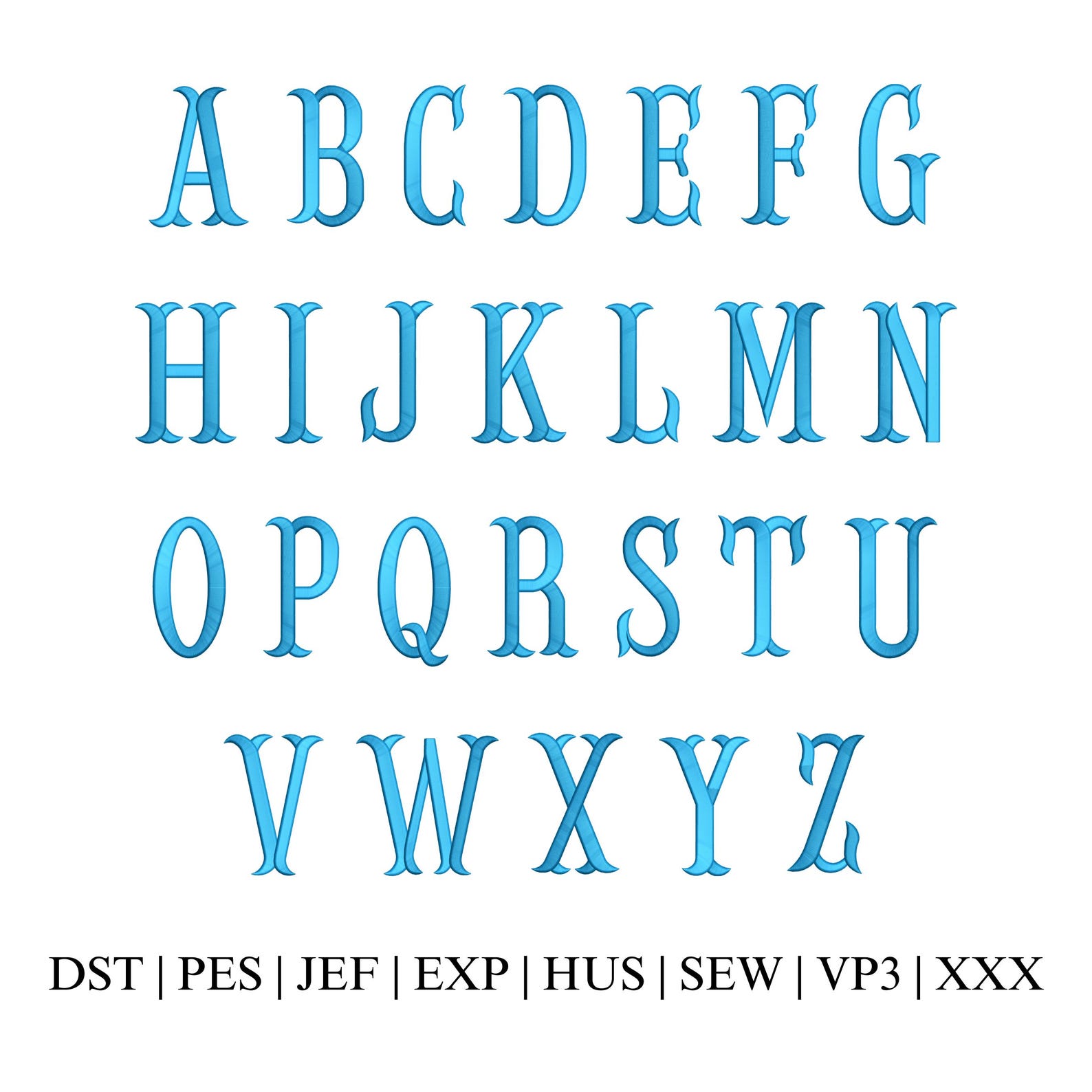 Fish Tail Font Embroidery, 3D Puff Embroidery Font, Trendy Font ...