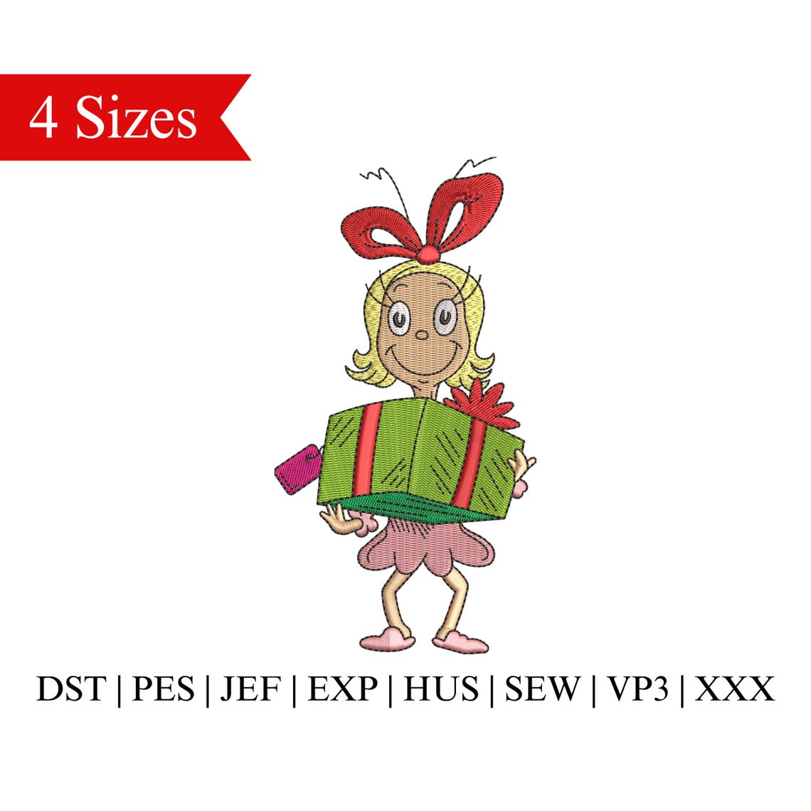 Cindy Who Embroidery Design, Cindy Lou Gift Embroidery File, Christmas ...