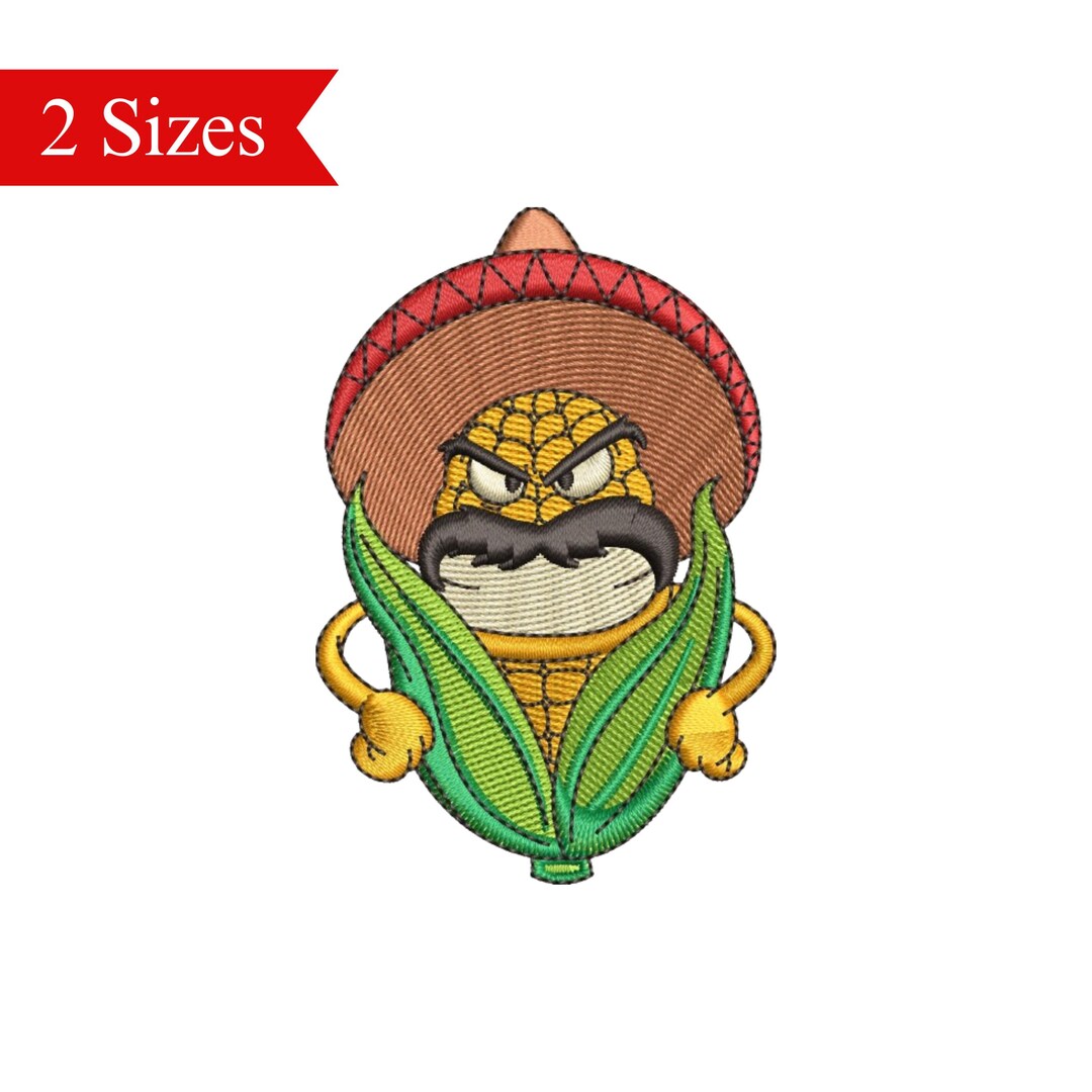 Corn Embroidery Design, Sombrero Embroidery, Vegetable Embroidery File ...