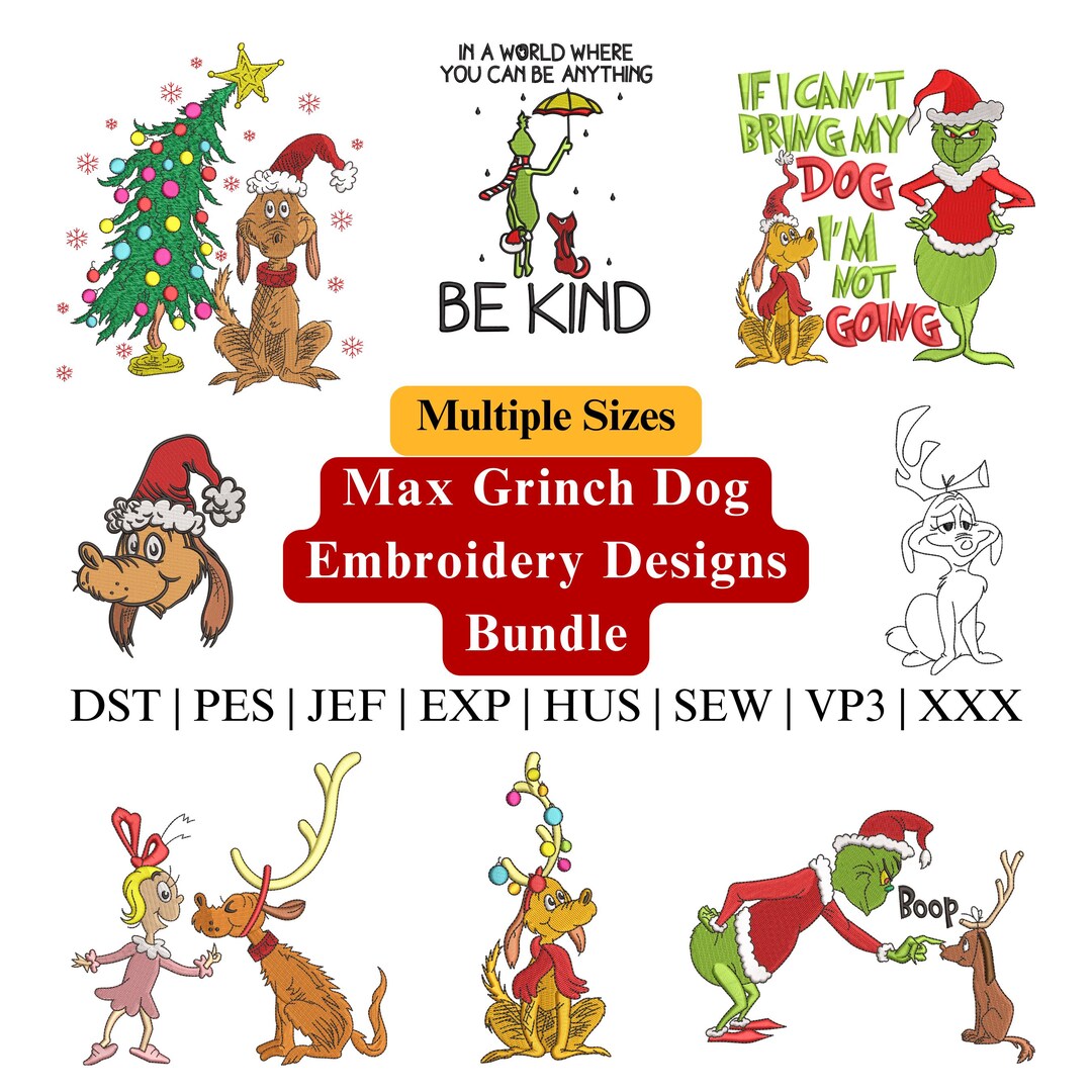 Grinch Max Embroidery Design Bundle, Grinch Christmas Embroidery ...