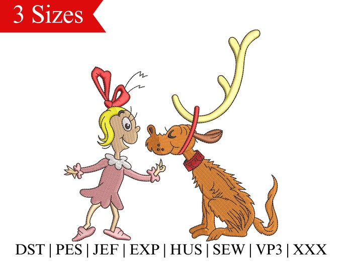 Cindy Lou and Max Embroidery Design, Grinch Dog Embroidery Design ...