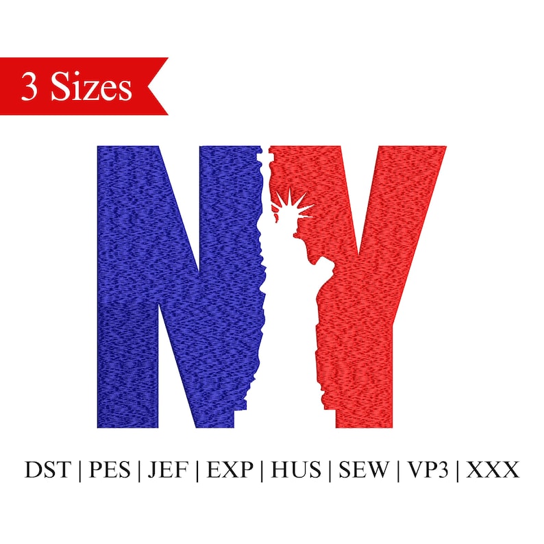 Statue of Liberty Embroidery Design: NY Machine Embroidery File (3 ...