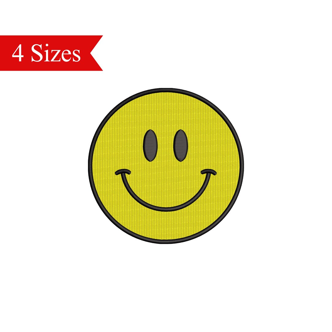 Smiley Machine Embroidery File, Smiley Emoji Embroidery Design - 4 ...