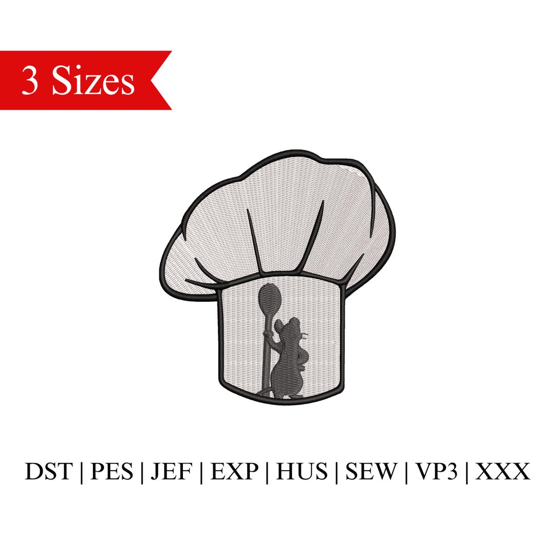 Cartoon Mouse Hat Embroidery Design, Ratatouille Embroidery Design, Rat ...