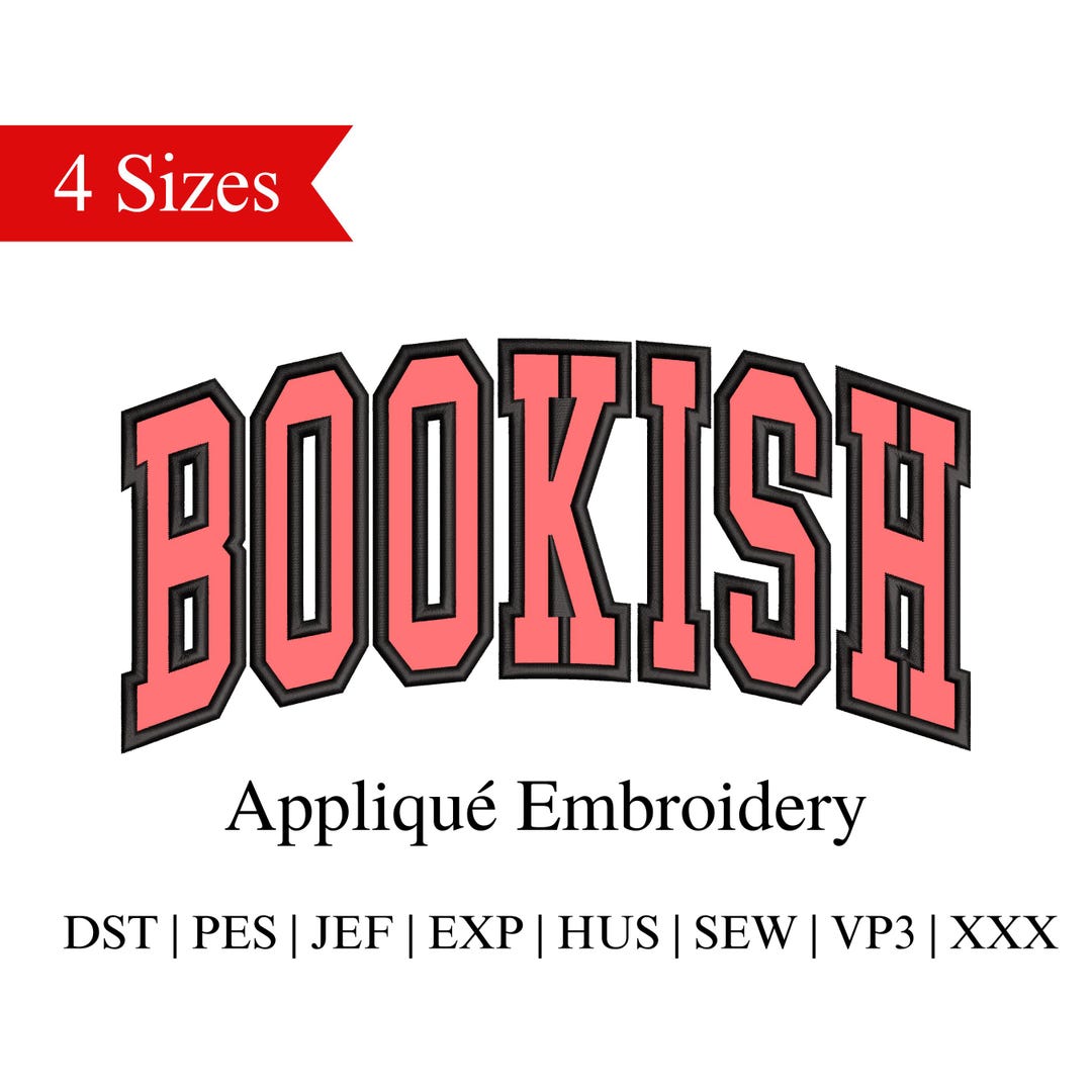 Bookish Embroidery Design, Bookish Applique Embroidery File, Book Lover, Readers, Nerd ...