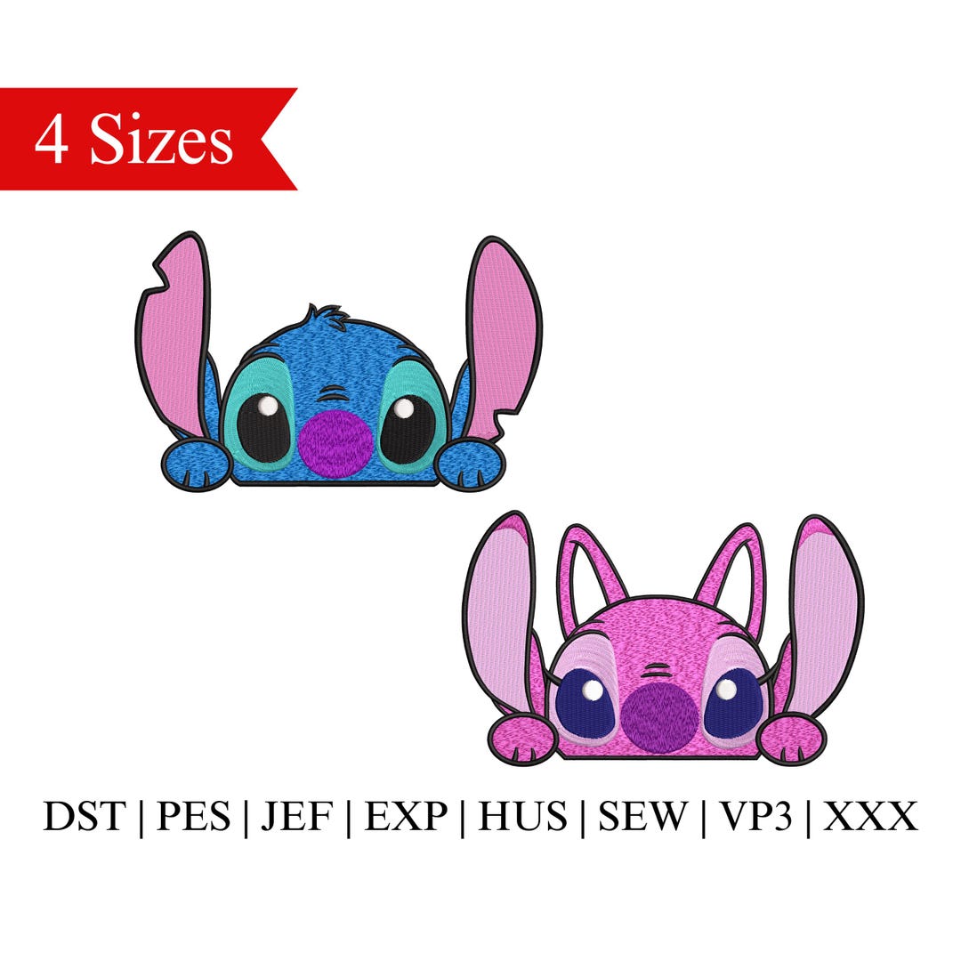 Stitch & Angel Embroidery Design: Cartoon Machine Embroidery (4 Sizes ...