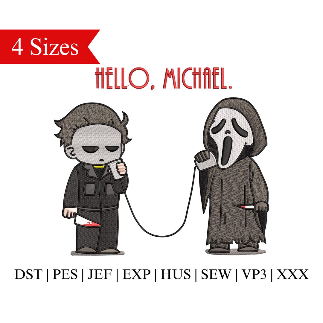 Ghost Embroidery Design: Hello Michael Halloween Embroidery (4 Sizes ...