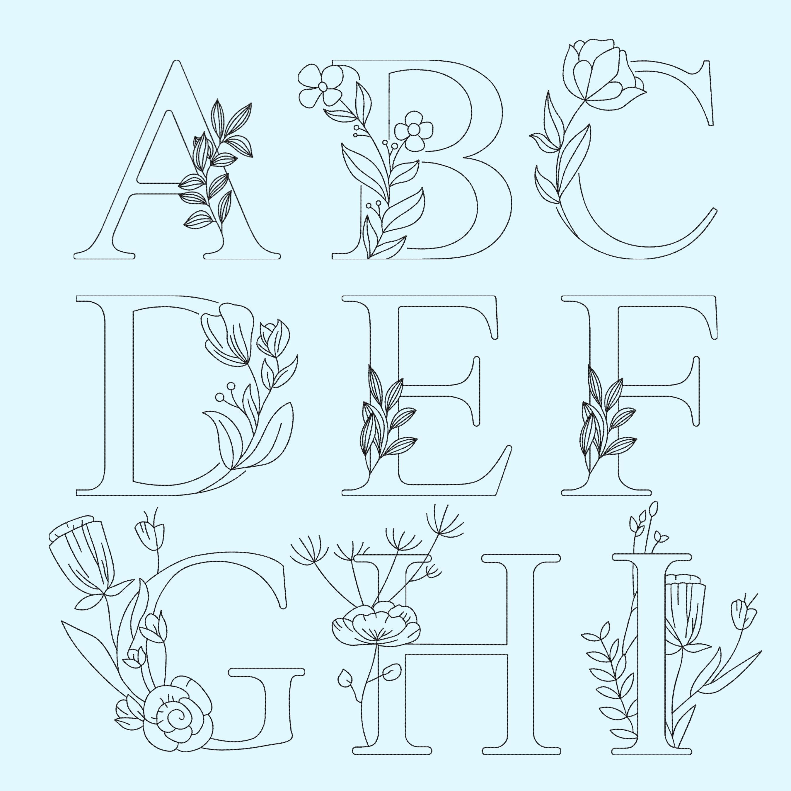 Wildflower Embroidery Design: Floral Monogram Letters (4 Inches ...
