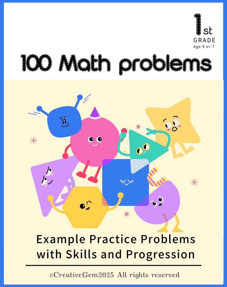 Printable 100 Math Problems for First Graders With Visuals****learn ...