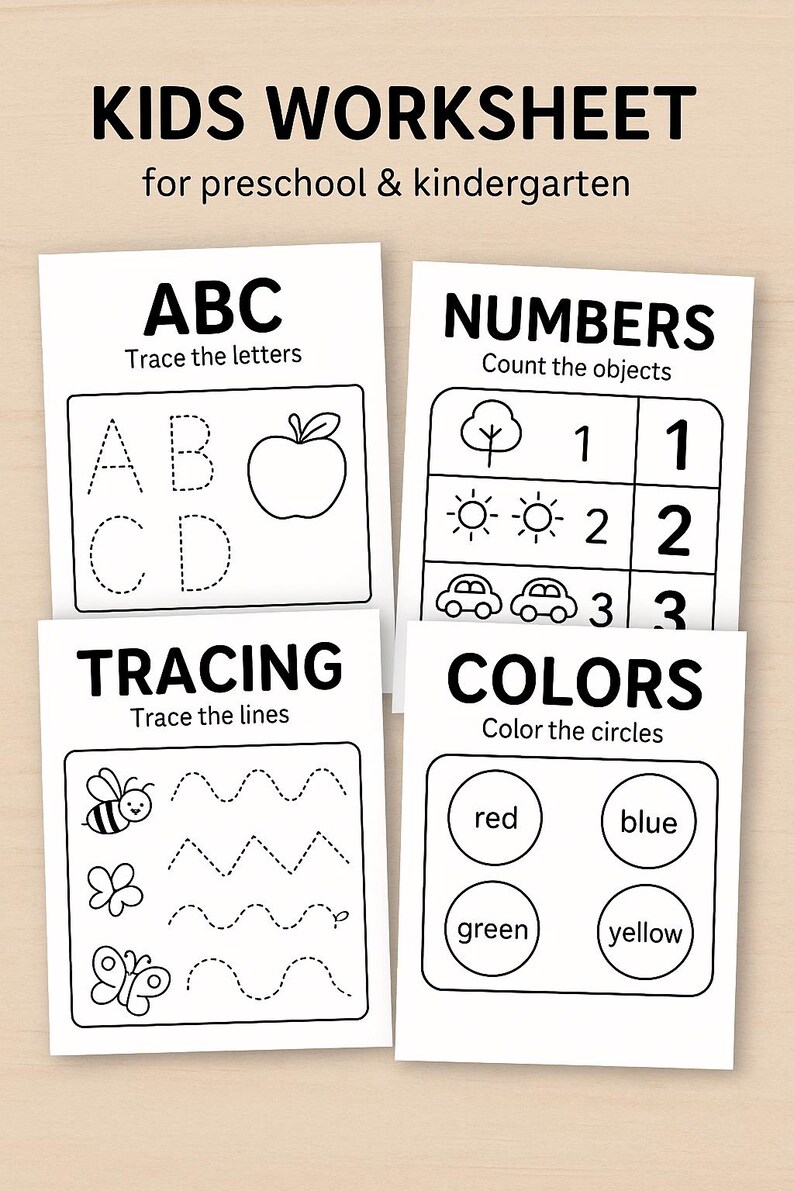 Printable Kids Worksheets Bundle | Preschool & Kindergarten Activities ...