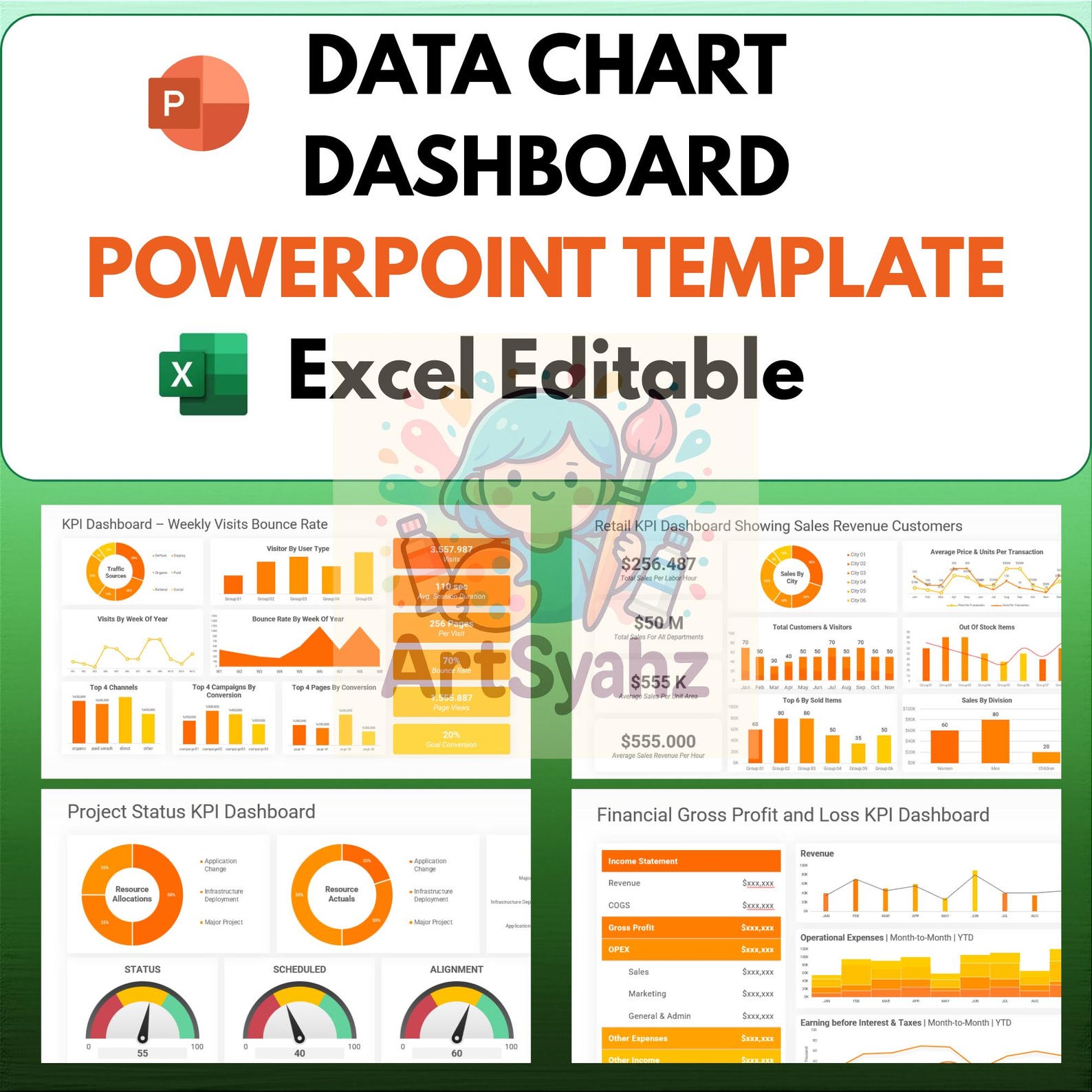 KPI Dashboard Template Excel | Business Performance Tracker | Google ...