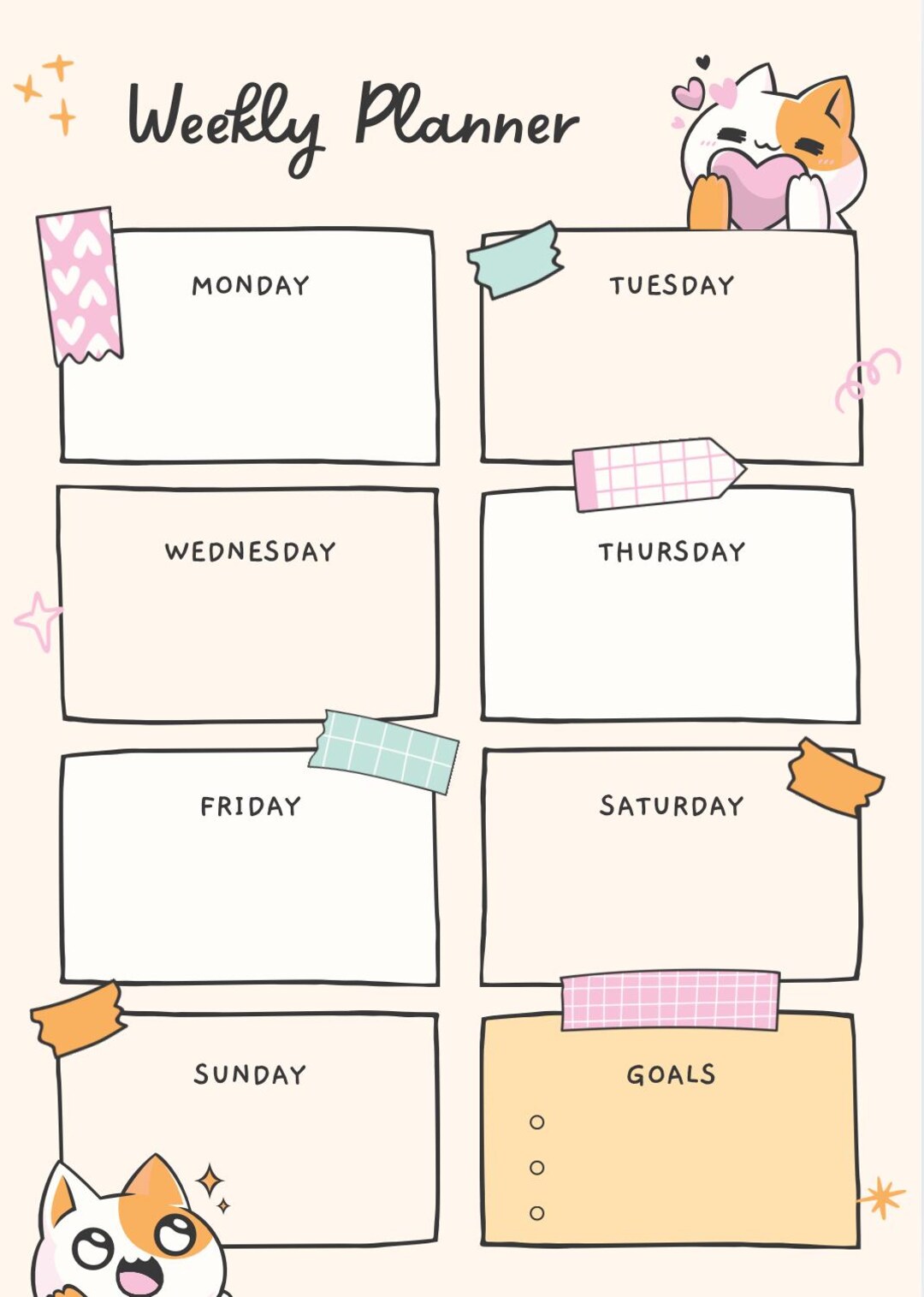 Cute Girly Weekly Planner - Etsy