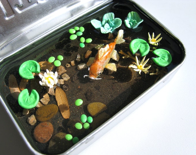 Koi Pond Altoids Tin Resin Miniature Fish and Pond Lilies - Etsy