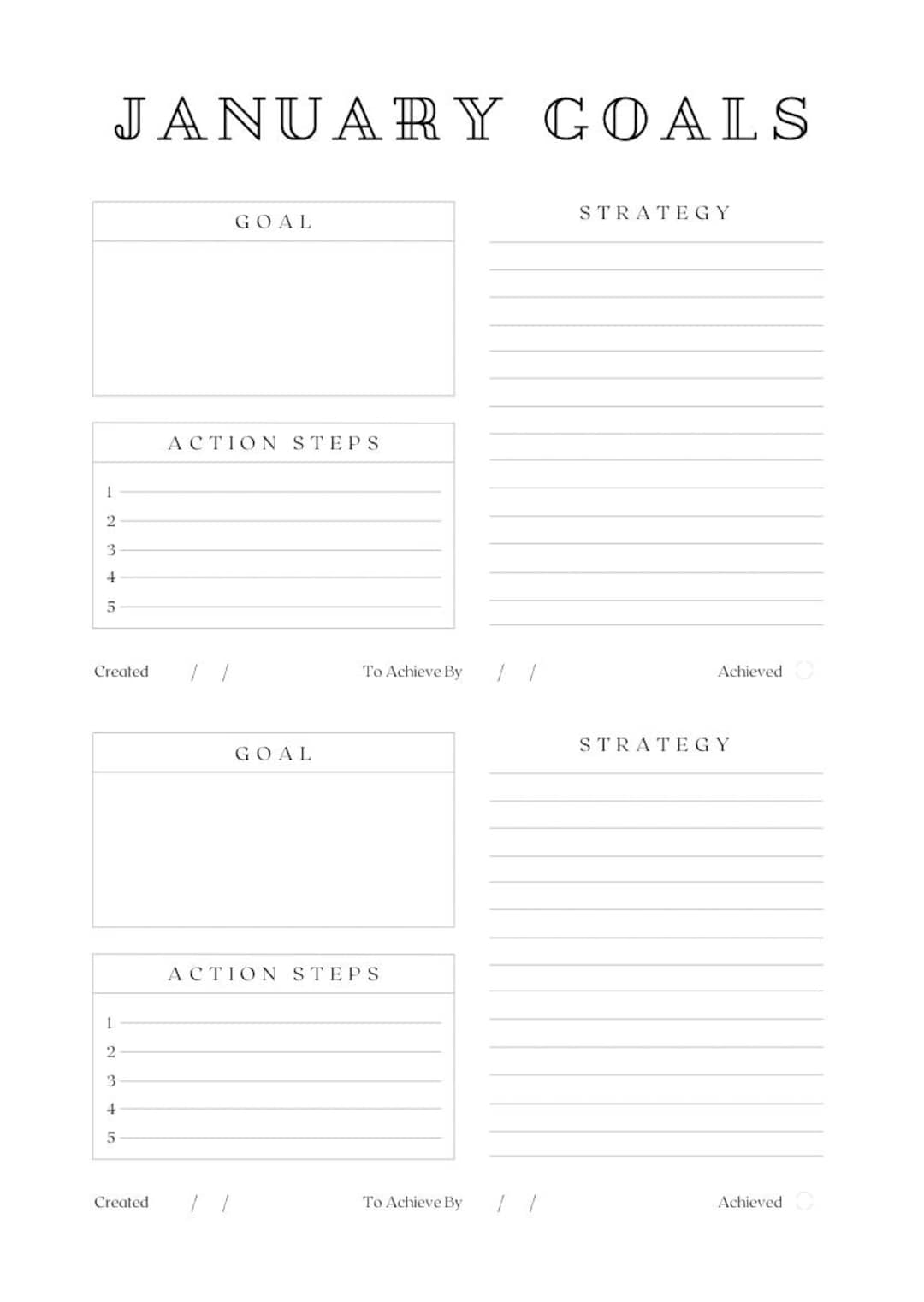 Printable Yearly Goals Planner – Monthly Goal-setting Template for ...