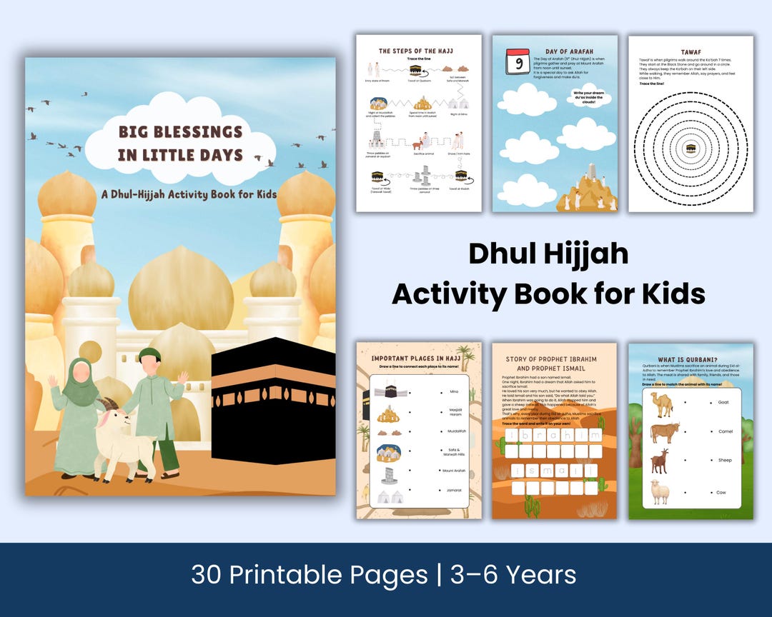 Dhul Hijjah Activity Book for Kids | Islamic Printable Pages | Hajj ...