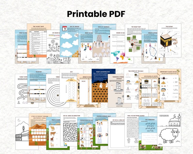 Dhul Hijjah Activity Book for Kids | Islamic Printable Pages | Hajj ...