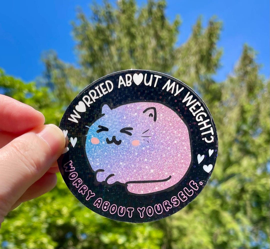 Snarky Fat Cat Sticker: Body Positive Glitter Vinyl Decal - Etsy
