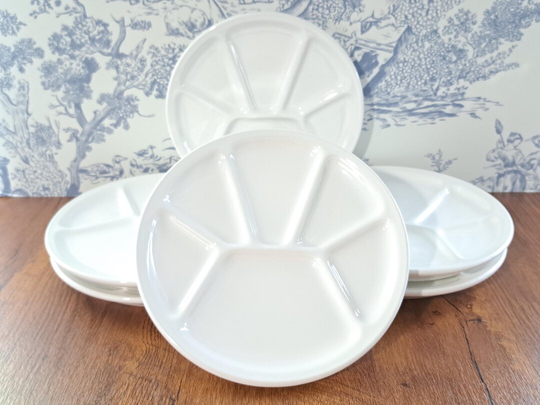 Vintage Varages French Porcelain Divided Plates (set of 6), Mid-century ...
