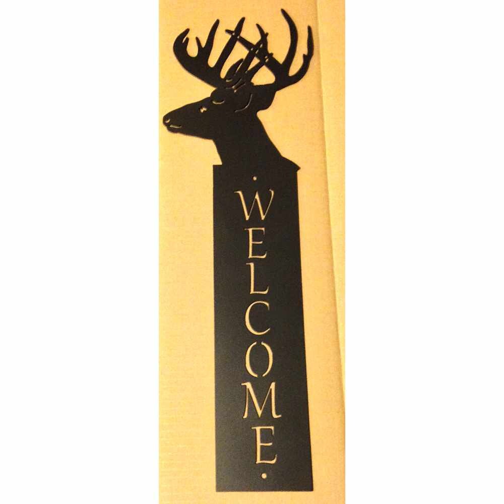 Welcome Sign Vertical With Buck Head on Top | Etsy