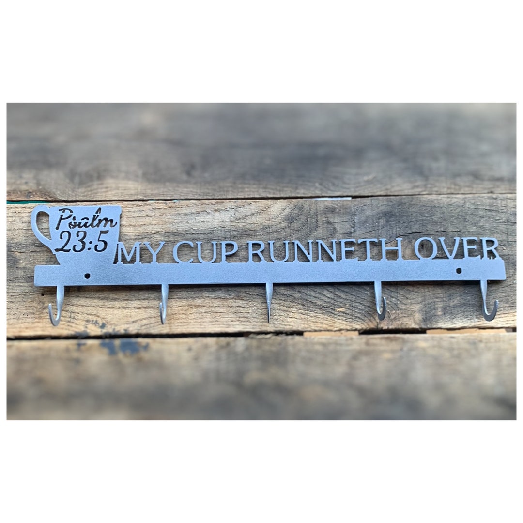 Coffee Cup Rack 5 Hook, My Cup Runneth Over - Etsy