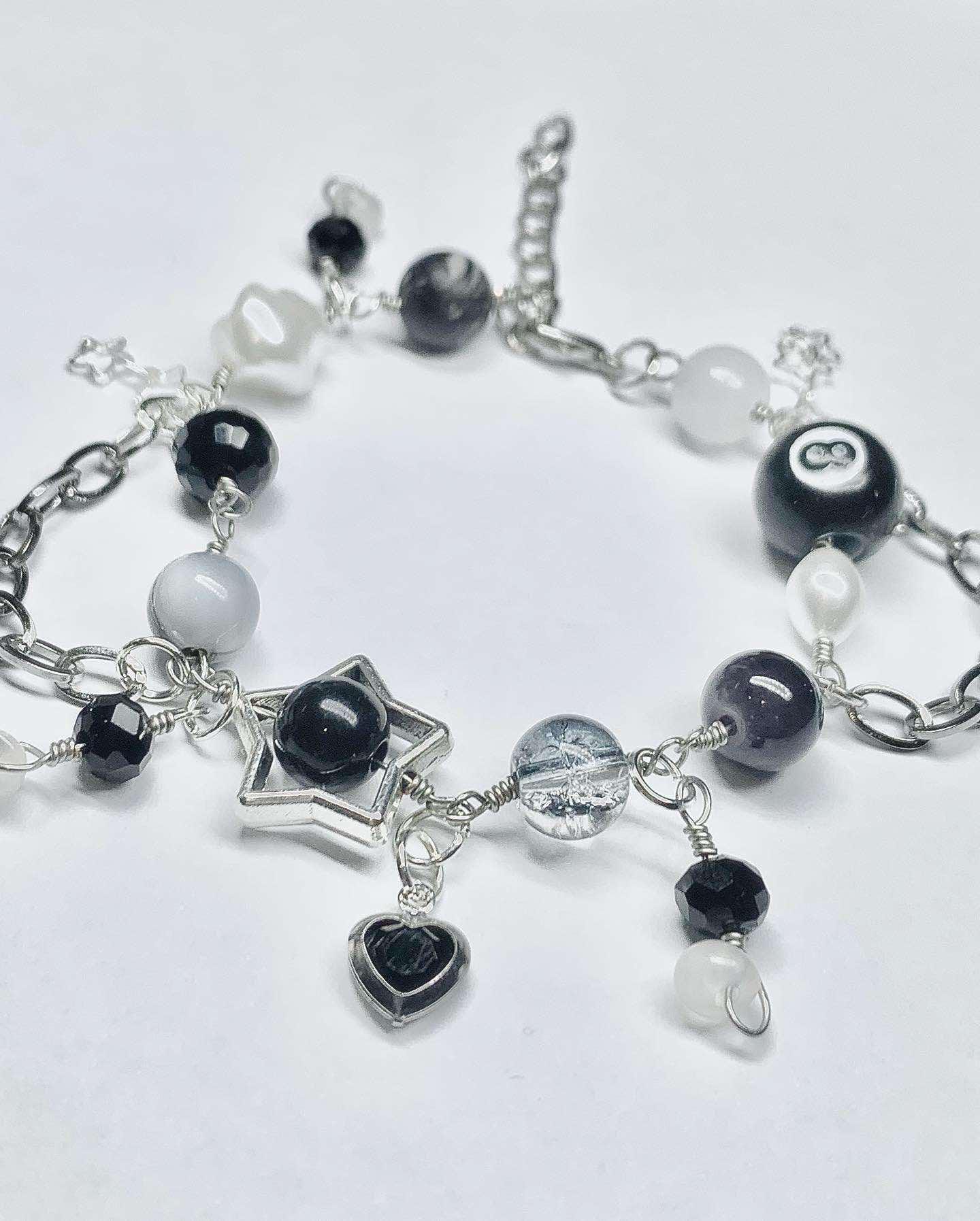 Grunge-inspired Black and White Bracelet - Etsy