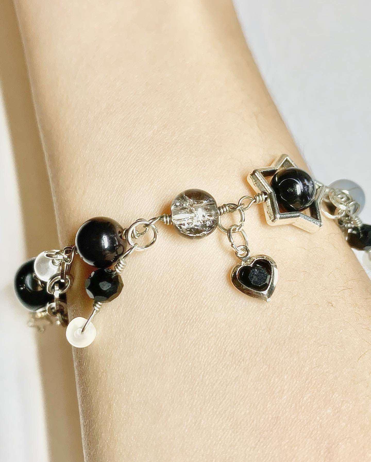 Grunge-inspired Black and White Bracelet - Etsy