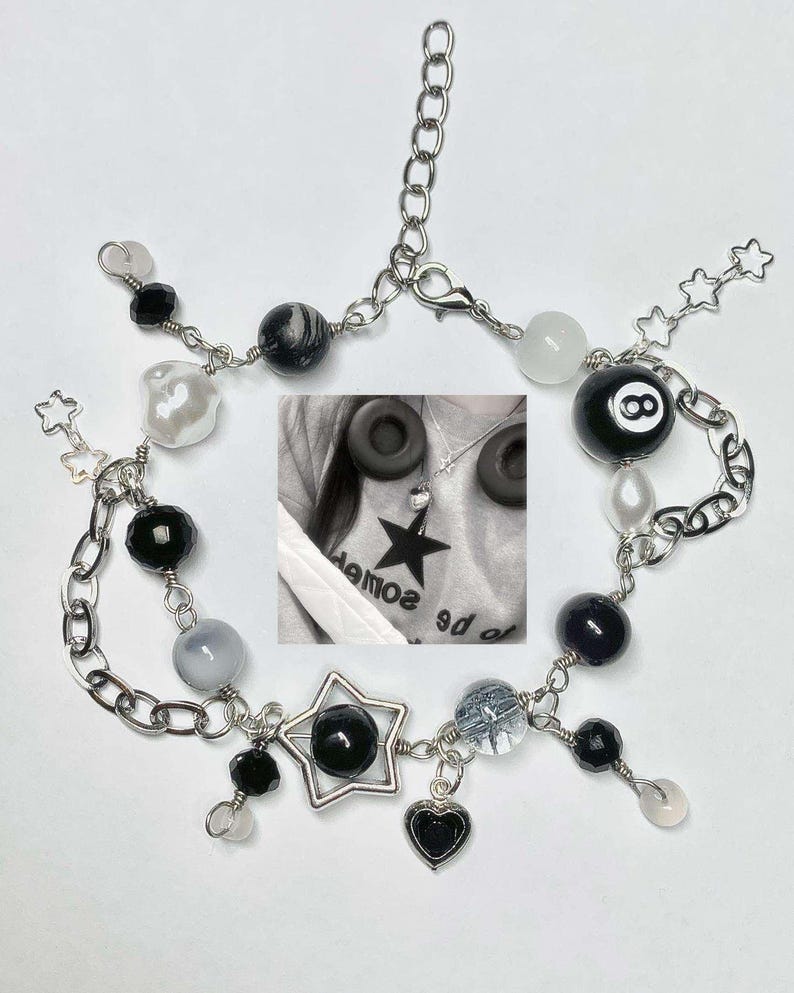 Grunge-inspired Black and White Bracelet - Etsy