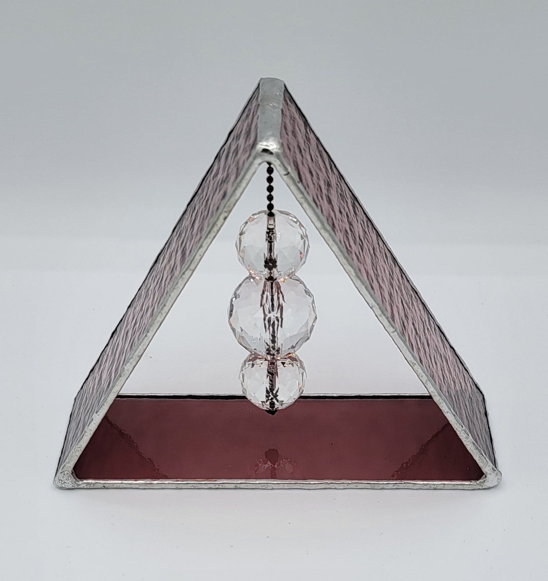 Stained Glass Tabletop Pyramid With 3 Crystals - Etsy