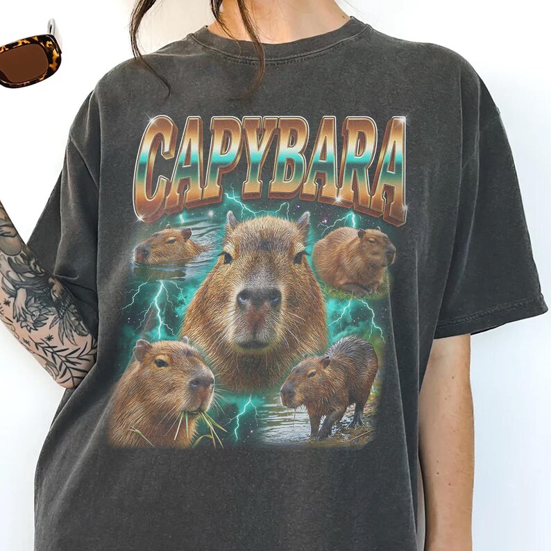 Capybara Bootleg 90s Vintage Graphic | Retro Coconut Dog Meme | Chill ...