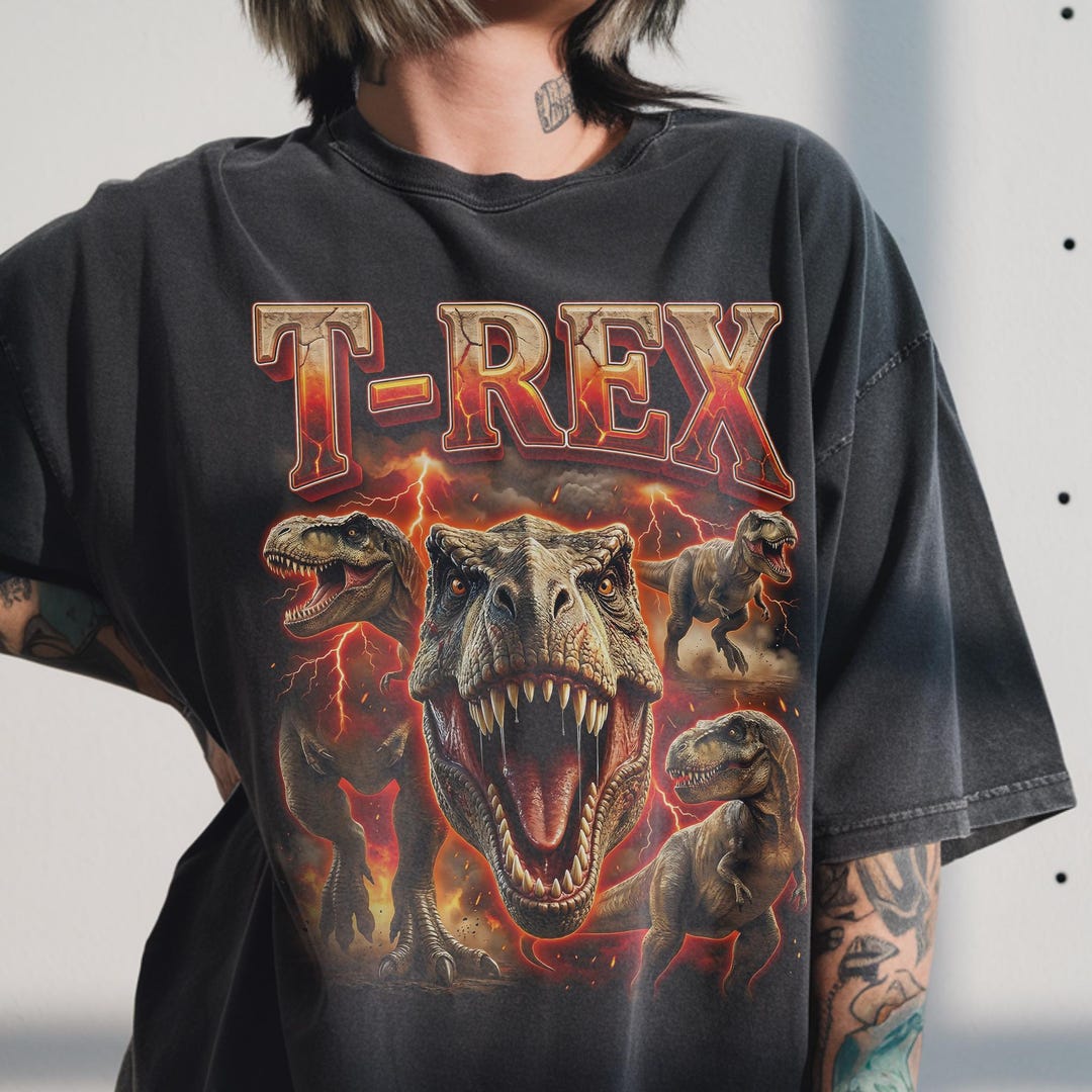Vintage T-rex Shirt, Tyrannosaurus Rex Dinosaur, 90s Bootleg Rap Tee ...