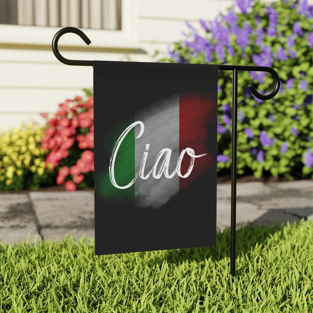 Italian "ciao" Garden Flag Tricolor Italy Banner With Rustic Script ...