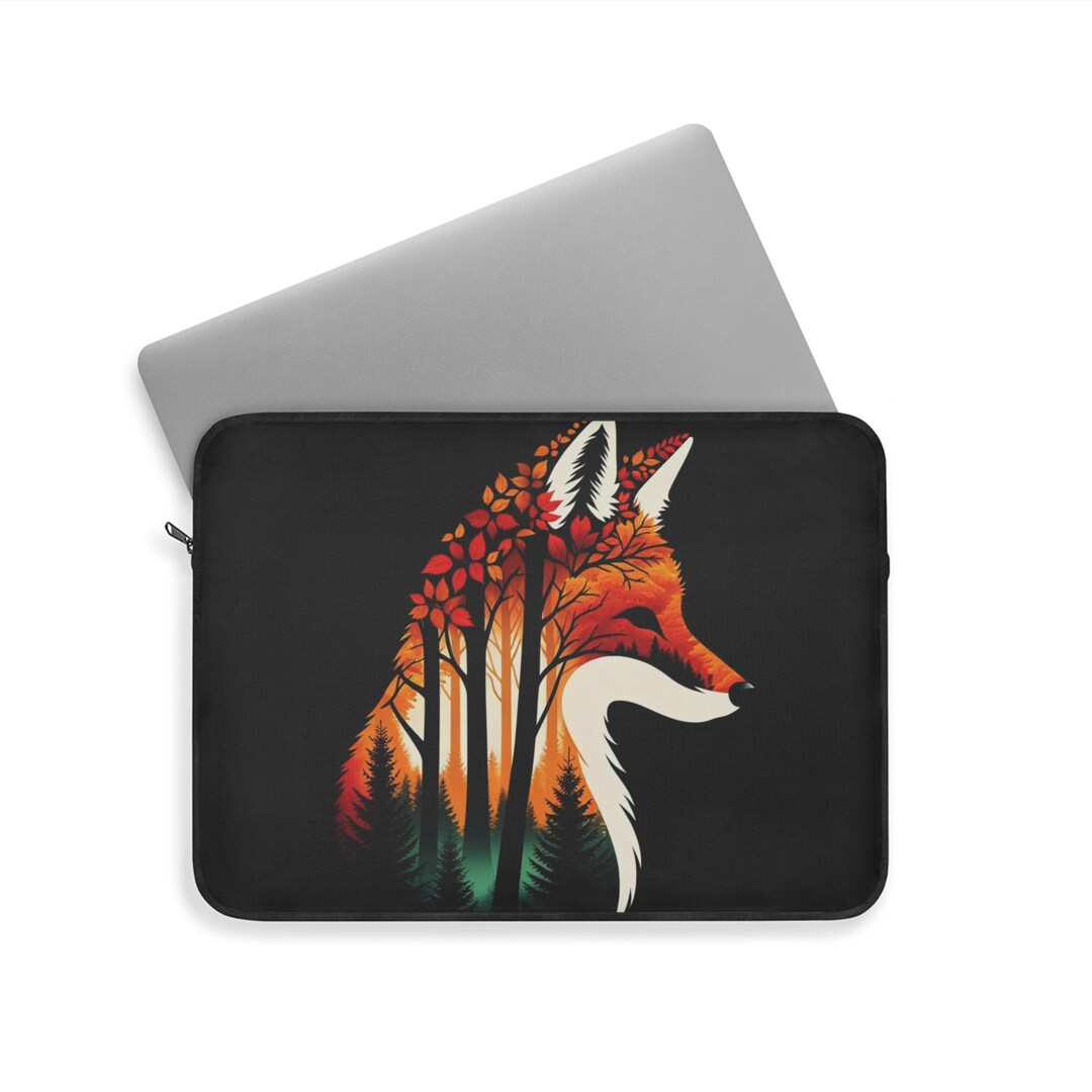 Fox Laptop Sleeve, Nature-inspired Laptop Case, Wildlife Forest Art ...